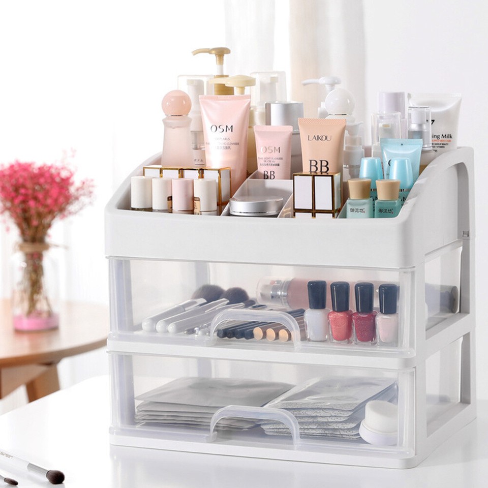 Large Plastic Beauty Box Make Up Storage Drawers Cosmetic Organizer ...