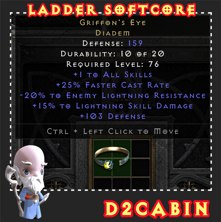 Diablo 2 D2R SC💥Ladder💥Griffon Griffon's Eye💥Unique Diadem💥PC/SWITCH/PS ...
