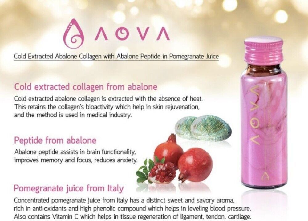 6x AOVA Cold Pressed Collagen Abalone Pomegranate Juice Peptides ...
