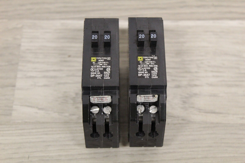 Lot Of 2 HOMT2020 Square D Tandem Circuit Breaker 20/20 Amp 1 Pole 120 ...