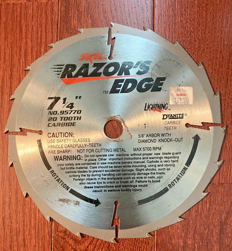 SKIL 7-1/4" Circular Saw Blade NO.95770 Razor's Edge 20 Tooth Carbide ...