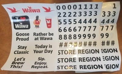 Wawa Promo Sticker Sheets 3 pc Wally Goose Logo Coffee Quotes Numbers ...