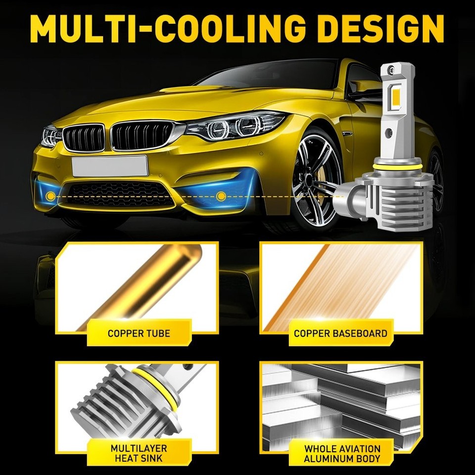 AUXITO 9145 9140 H10 LED Fog Lights Kits 3000K Yellow Bulbs 4000LM ...