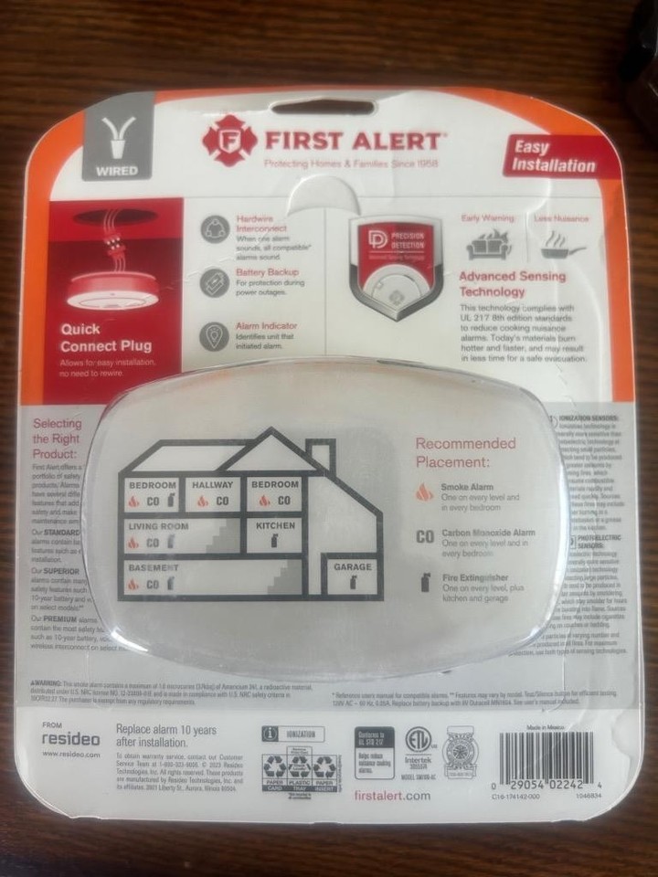 NIP First Alert Advanced Precision Detection Smoke Alarm, 4-pack Wired ...