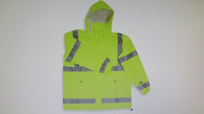 CONDOR 5KE90 *GRAINGER CHOICE* UNISEX HI-VIS RAIN JACKET WITH HOOD SIZE ...