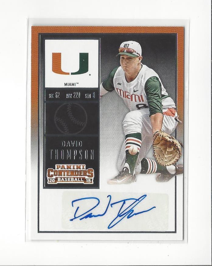2015 Contenders College Ticket #40 David Thompson AUTOGRAPH Mets Miami ...