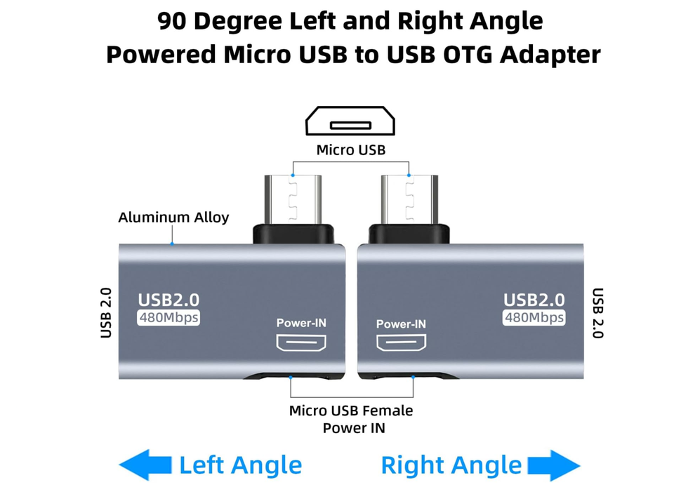Amazon Firestick 4K - Silver OTG Adapter Left & Right Angle Micro USB ...