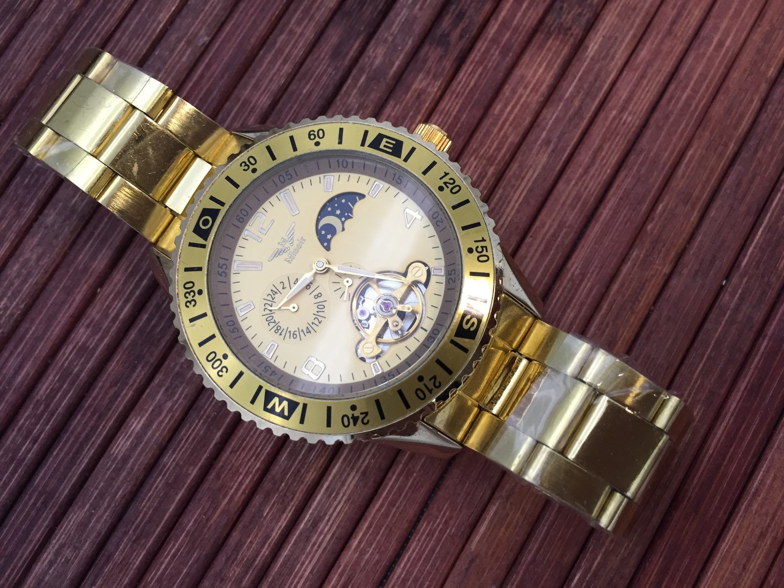 Minoir Germany automatic watch open heart day and night - new original ...