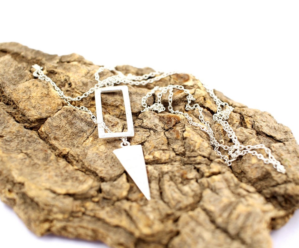 Plain Silver Front Open Necklace 925 Sterling Silver Casual Wear ...