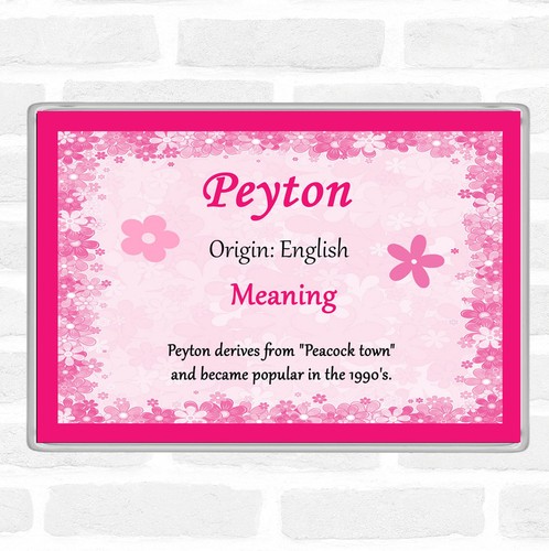 Peyton Name Meaning Jumbo Fridge Magnet Pink | eBay