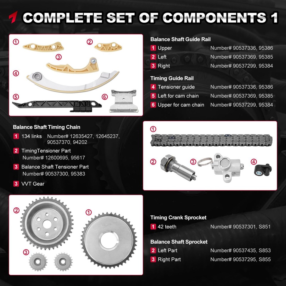 For GM Ecotec 2.2L 2.4L Timing Chain Kit VCT Selenoid Actuator Oil ...