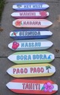 CUSTOM HAND PAINTED WOOD TROPICAL SURFBOARD LOCATION SIGN ARTWORK BEACH ...