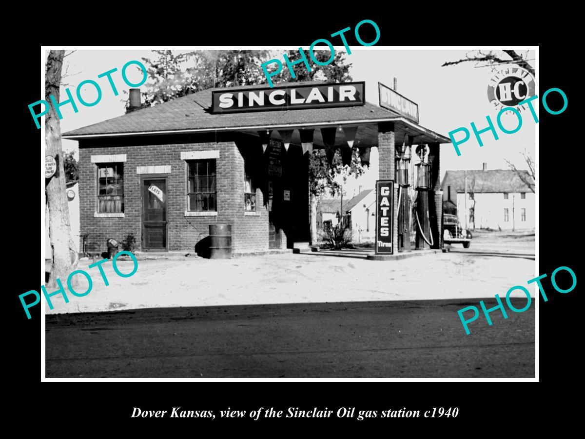 OLD LARGE HISTORIC PHOTO OF DOVER KANSAS THE SINCLAIR OIL GAS STATION ...
