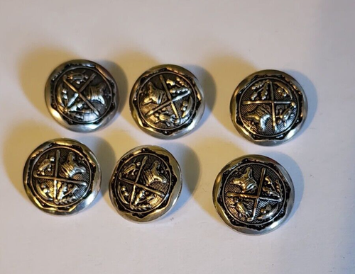 6 Vintage Silver Tone Metal BLAZER JACKET SUIT SHANK BUTTON SET Crown ...