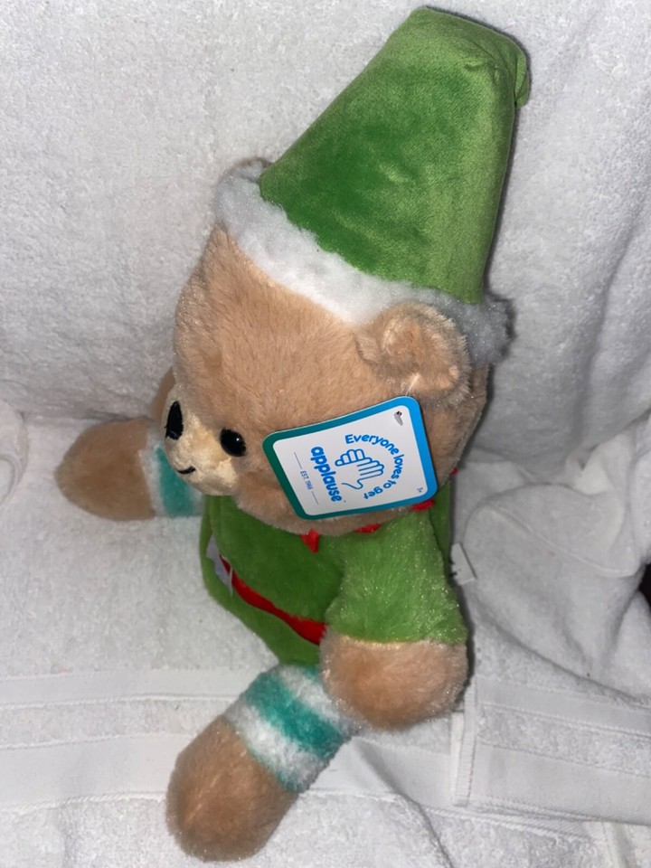 Applause Christmas Elf Teddy Bear Adorable Stuffed Plush Figure(Santas ...