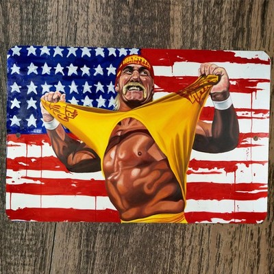 Legendary Hulk Hogan Artwork USA Flag 8x12 Metal Wall Sign | eBay