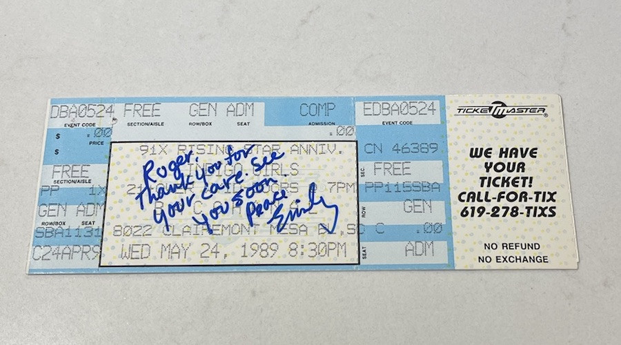 INDIGO GIRLS RARE EMILY AUTOGRAPH UNUSED CONCERT TICKET SAN DIEGO, CA ...