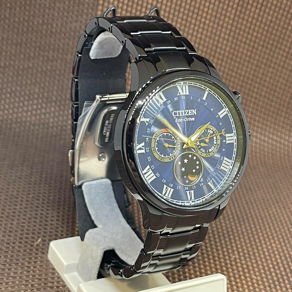 Citizen Eco-Drive AP1055-87L Blue Moon Phase Blue Analog Black Band ...