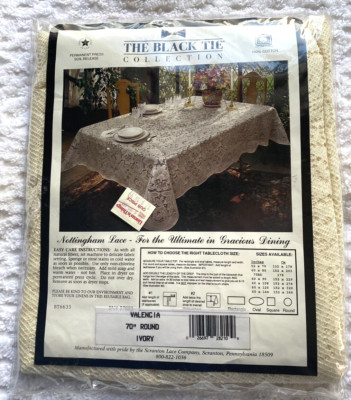 Scranton Lace Company Black Tie Collection Ivory 70" Round Valencia ...