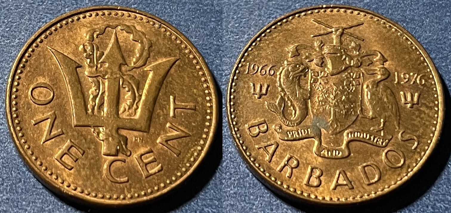Barbados 1976 1 Cent - Elizabeth II KM-19 Bronze aUNC #2 - US Seller | eBay