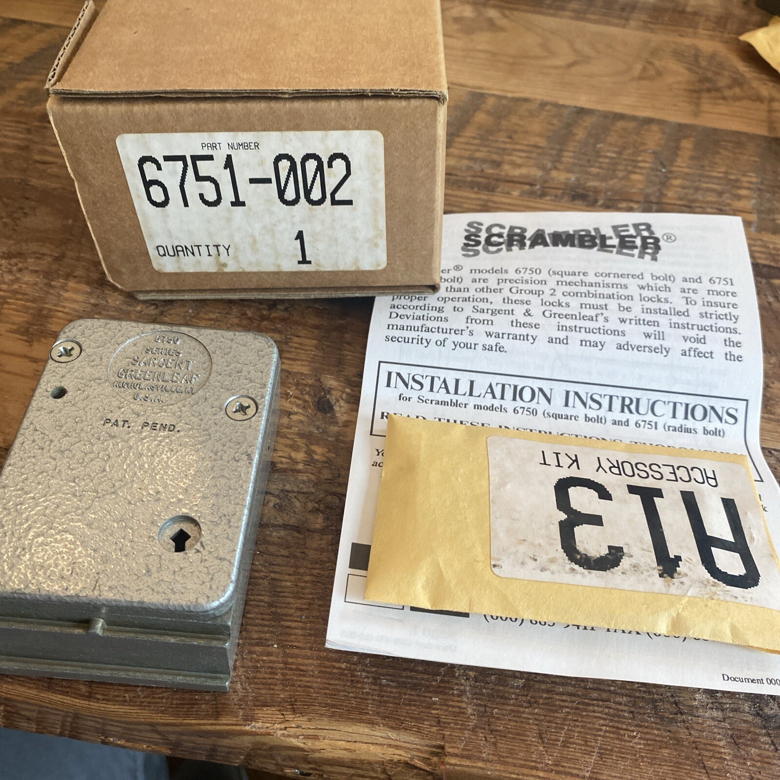 Sargent & Greenleaf S&G Model 6751-002 Scambler Mechanical Safe Lock ...