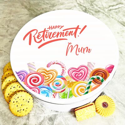Round Colourful Candies Mum Retirement Personalised Treat Tin | eBay UK