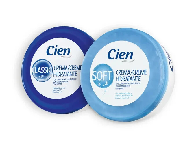 Cien Classic & Cien Soft 2 x 250ml Moisturising Body Face Cream Crème ...
