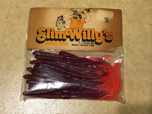 Vintage Slim Willy's Worms, 18 Count (?), Made in the USA, Dark Red w ...