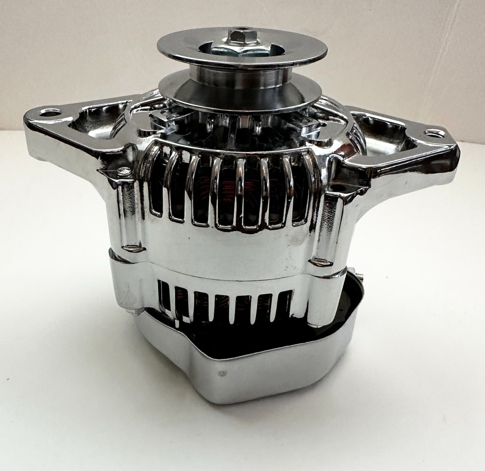Chrome 90 AMP Mini Alternator GM Denso Style V Belt 1 Wire Street ...