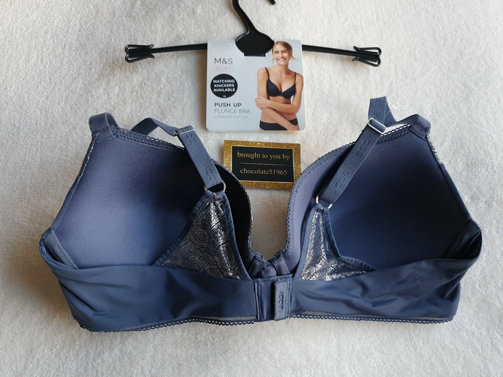 NEW M&S BODY SUPERLIGHT SOFT CUP PUSH UP SMOOTHING BACK PLUNGE BRA 36E ...