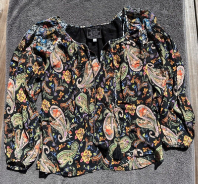 Johnny Was Adela Size S Paisley Print Peasant Viscose Jade Tunic Top ...