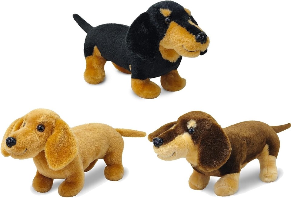3Pcs Dachshund Dog Stuffed Animal 9.8" Plush Animals Set Kawaii ...