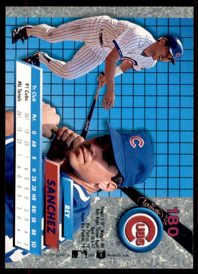 1992 Ultra Rey Sanchez #180 Chicago Cubs - Rookie | eBay