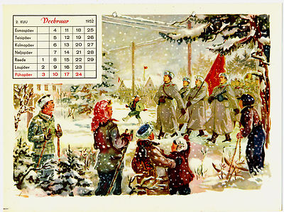 1952 February USSR Russia STALIN Soviet Estonia PROPAGANDA Calendar ...