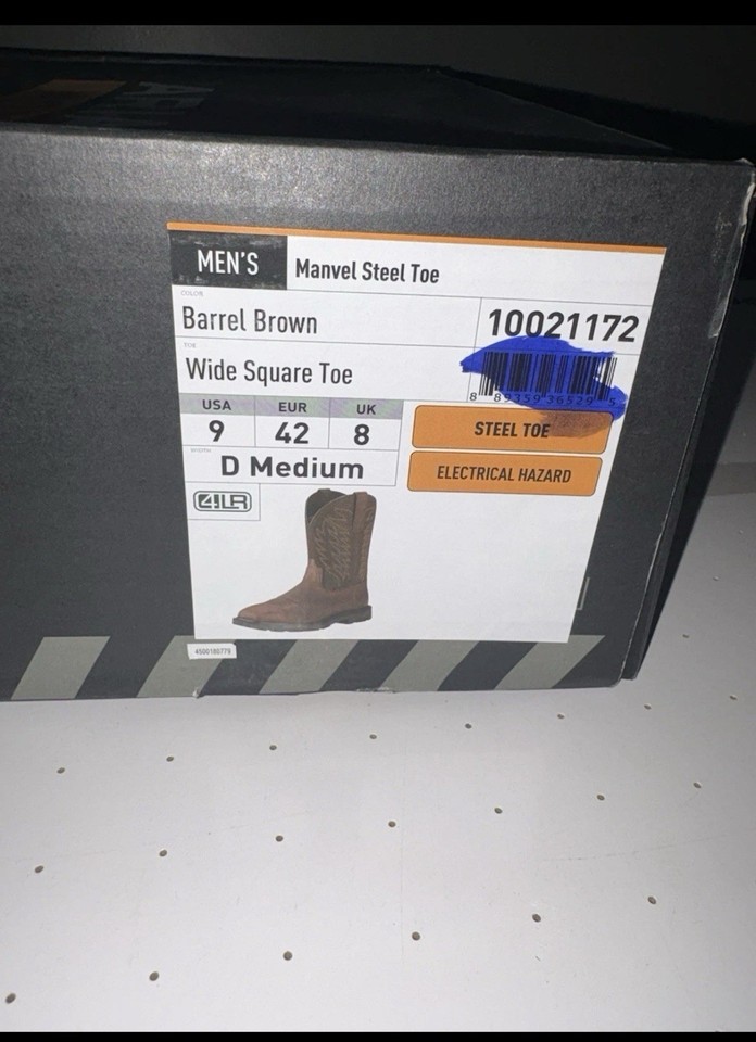 Ariat Manvel Steel Toe Work Boots Barrel Brown Electrical Hazard Size 9 ...
