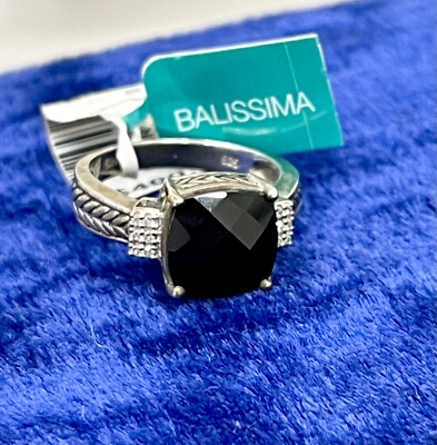 EFFY Collection Balissima by Effy Onyx 10 x 10mm & diamond accent RING ...