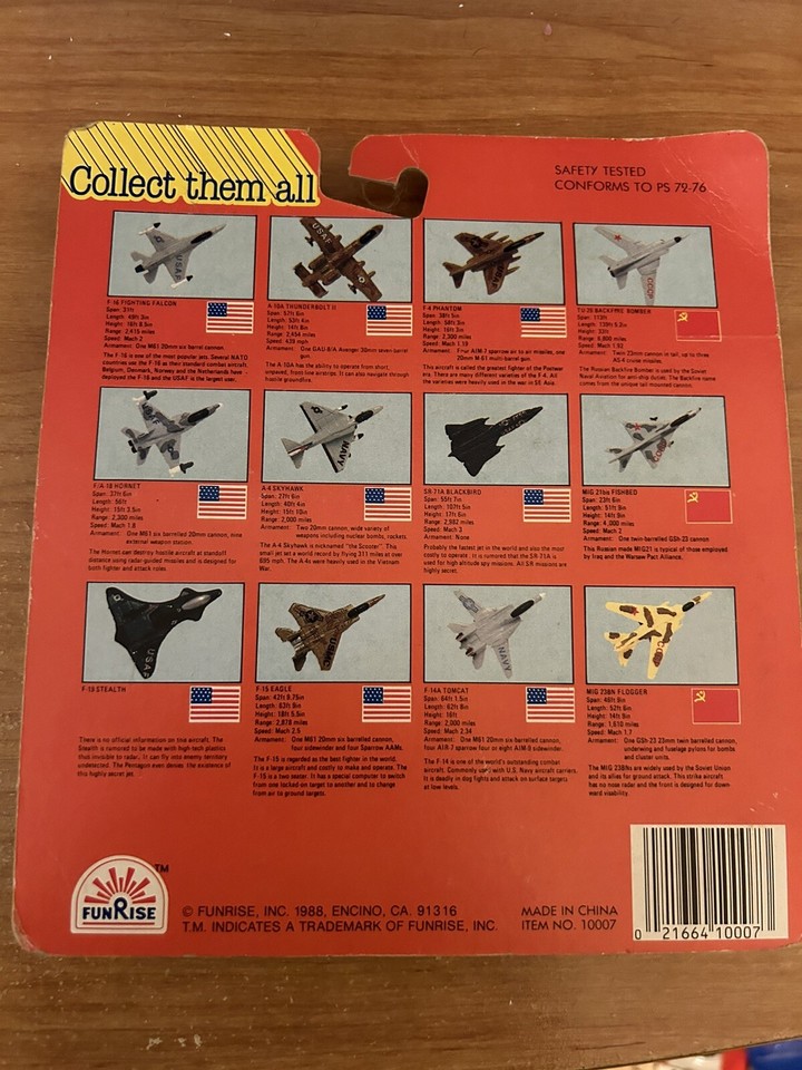 Vintage 1989 Funrise Inc Micro Action Jet Military Planes New Sealed | eBay