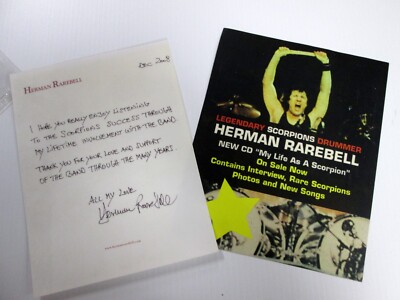 The Scorpions HERMAN RAREBELL laminated letter / Autograph #791 | eBay