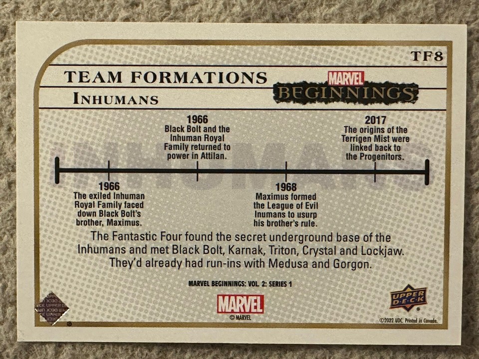 2022 Marvel Beginnings Inhumans Team Formations #TF8 | eBay