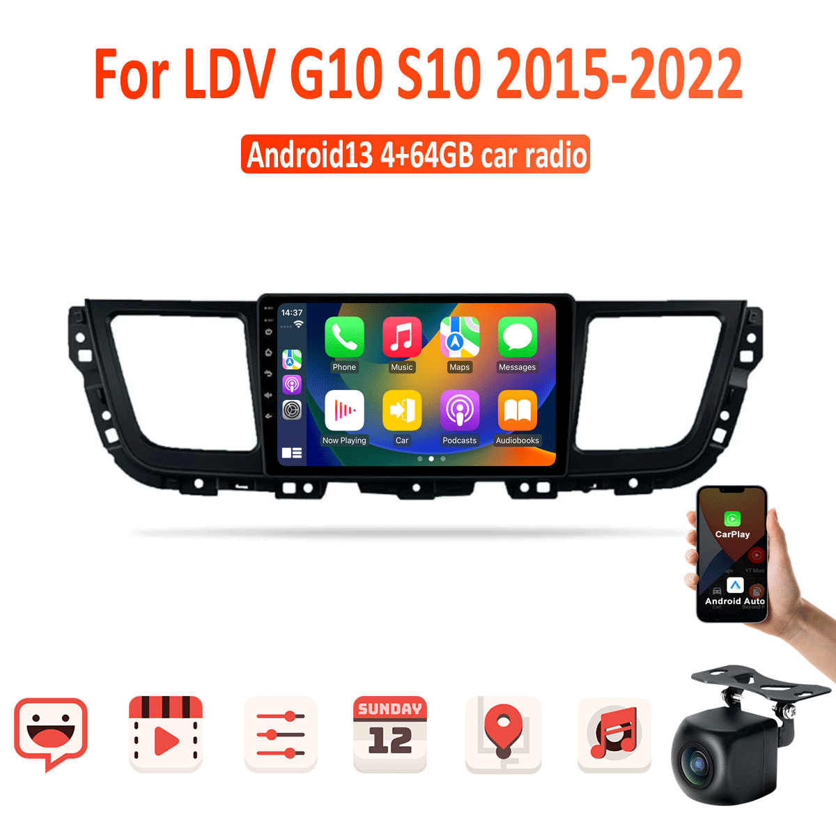 9'' WIRELESS CARPLAY ANDROID AUTO CAR RADIO HEAD UNIT FOR LDV G10 S10 ...