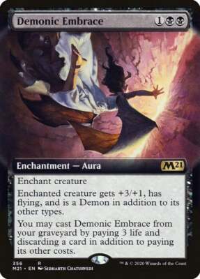 Magic The Gathering MTG DEMONIC EMBRACE EXTENDED ART Core Set 2021 NM ...