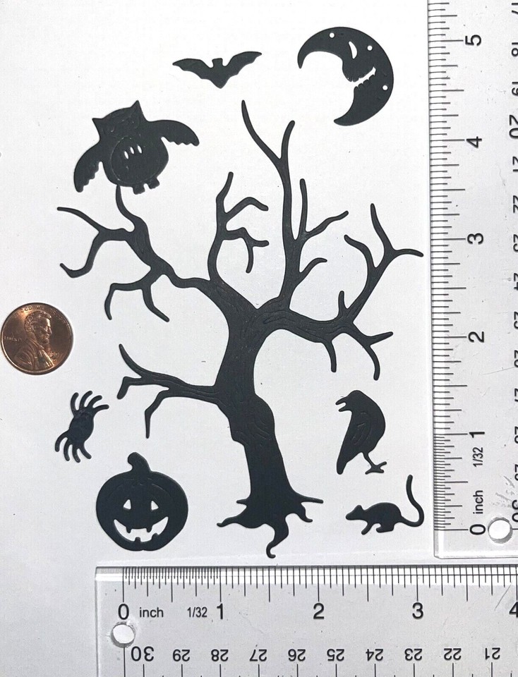 HALLOWEEN SPOOKY TREE PAPER DIE CUT EMBELLISHMENTS | eBay