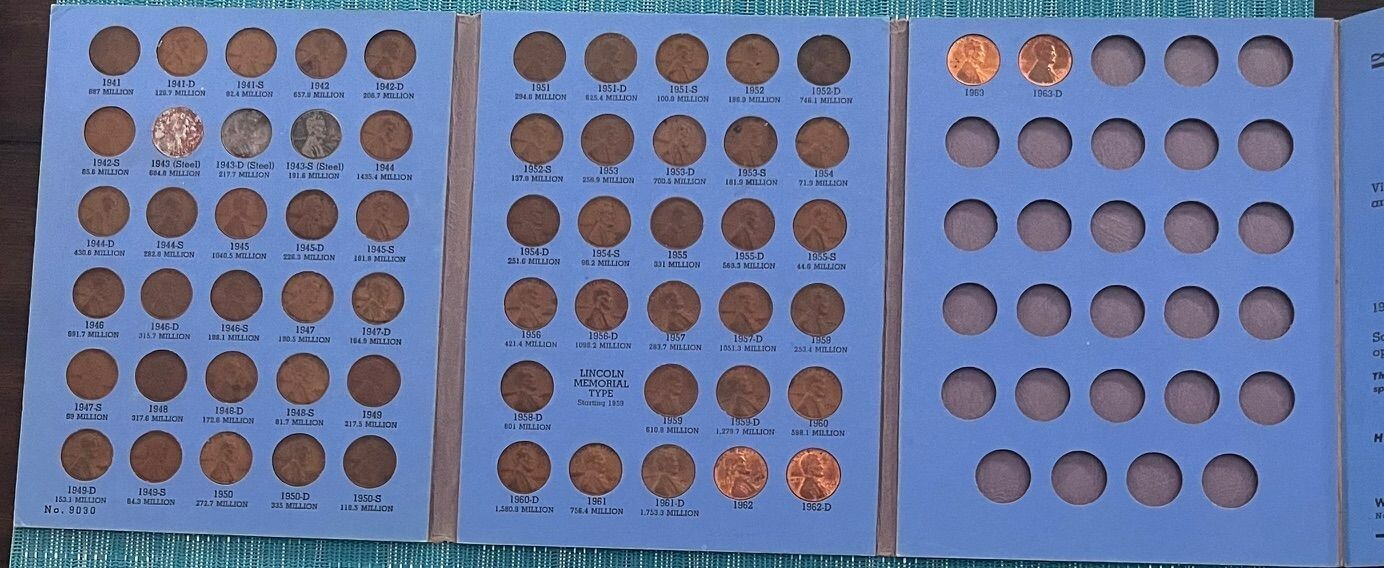 Complete Lincoln Wheat Penny Cent Collection Whitman Album 1941 - 1963 ...