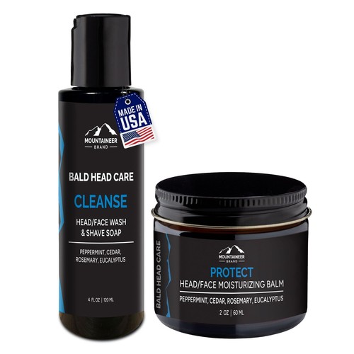 Bald Head Care For Men | Cleanse Shampoo (4oz) and Protect Moisturizing ...