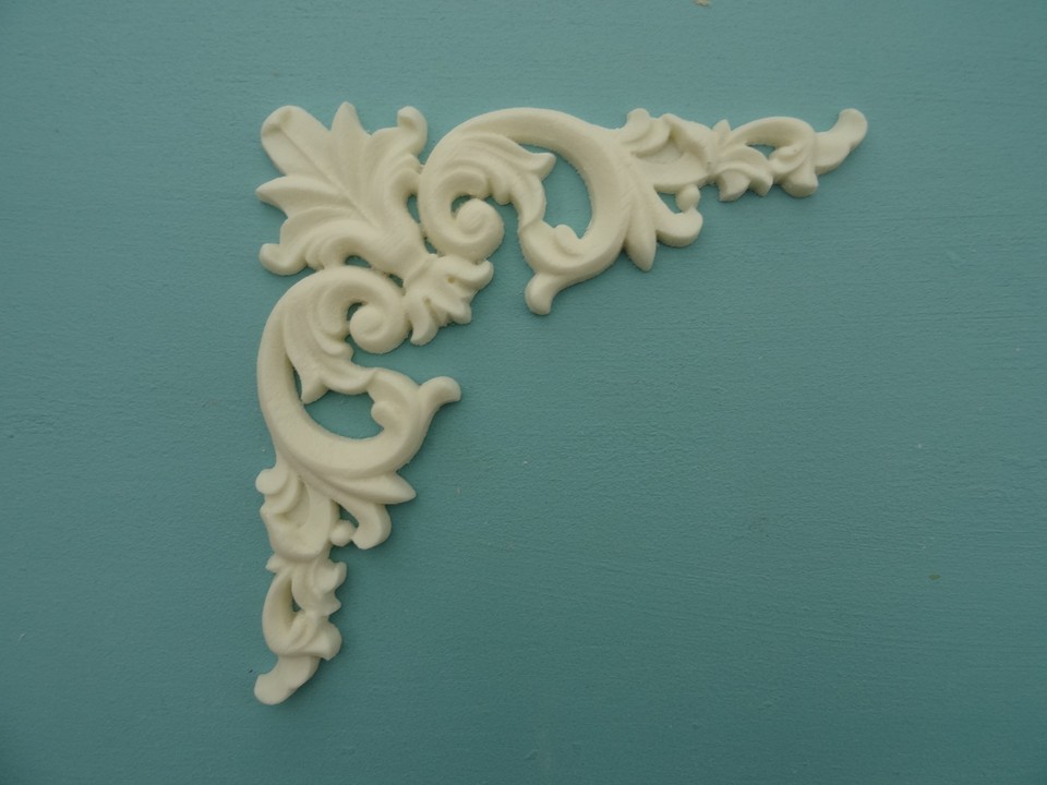 Decorative large scroll corners x 6 applique onlay furniture moulding ...