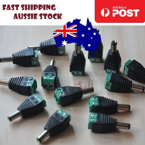 100pcs Male DC Jack 5.5 x 2.1mm 12V Power Plug Adaptor Connector CCTV ...