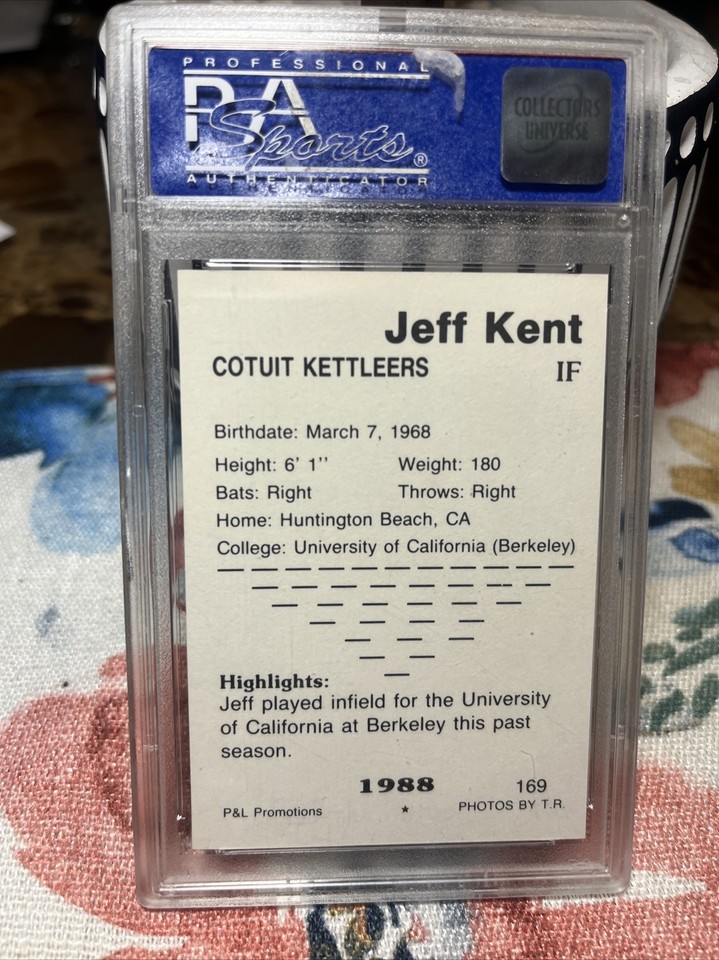 1988 P&L Cape Cod League Set-Break #169 Jeff Kent PSA 10 EXTREMELY RARE ...