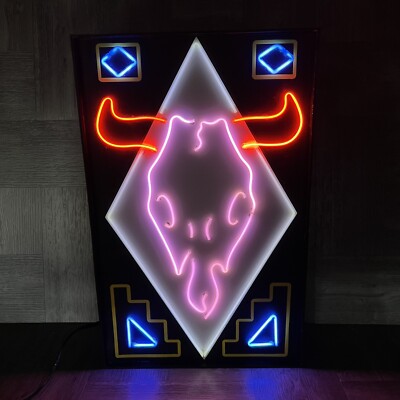 Vintage Bull Steer FANCY NEON Box Light Sweeping Effect Works VERY RARE ...