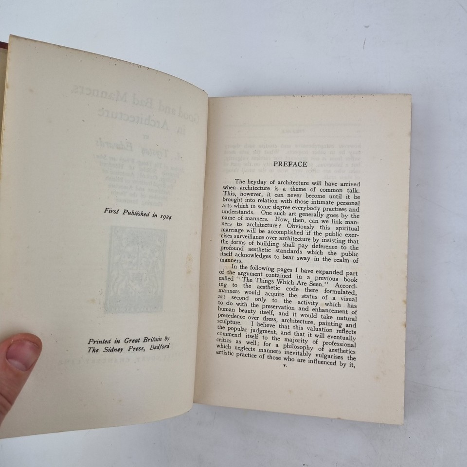 Good And Bad Manners In Architecture By A. Trystan Edwards 1924 1st ...
