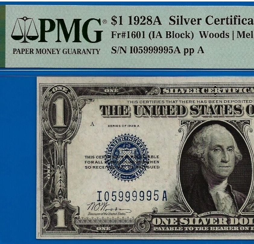 1928A $1 Silver Certificate PMG 63EPQ Fancy Serial 05999995 | eBay